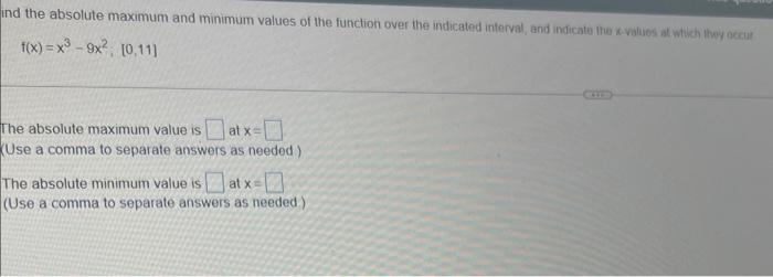 Solved Ind The Absolute Maximum And Minimum Values Of The