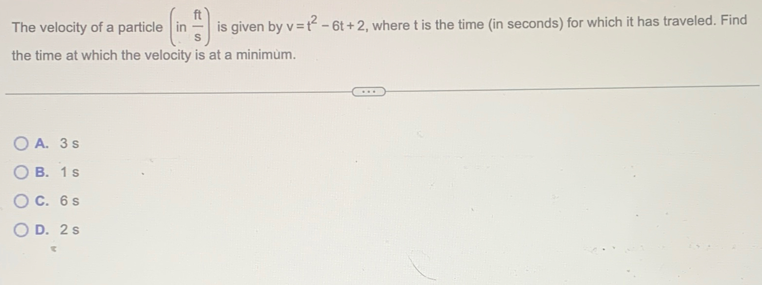 Solved The velocity of a particle in (:fts} ﻿is given by | Chegg.com