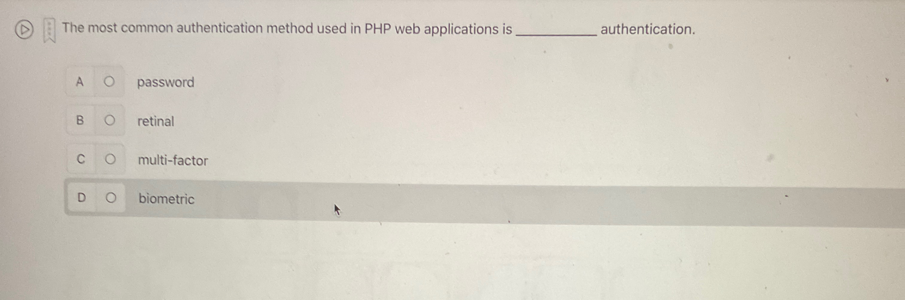 High Quality SOLUTION The most common authentication method used in PHP ...