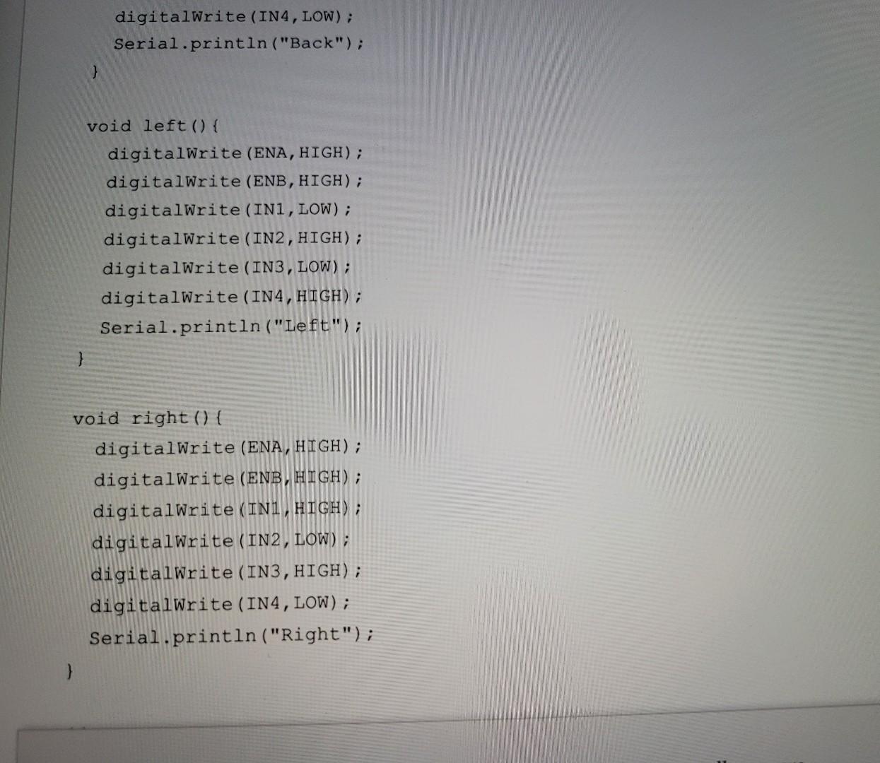 Solved void forward() digitalWrite (ENA, HIGH); / /enable | Chegg.com