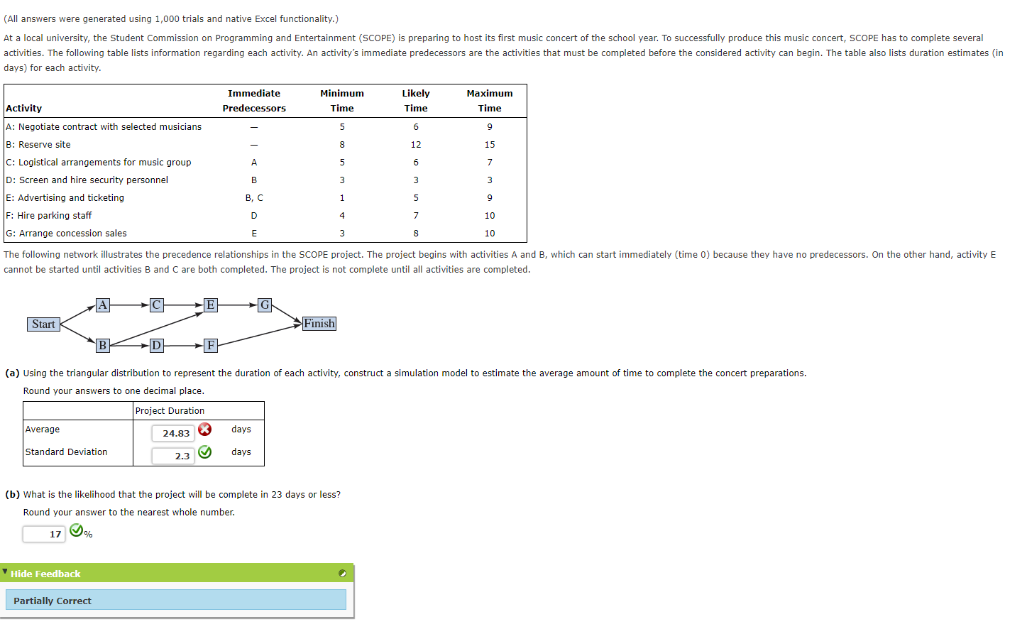 Solved (All answers were generated using 1,000 ﻿trials and | Chegg.com