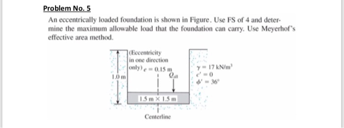 Solved Problem No. 5 An eccentrically loaded foundation is | Chegg.com