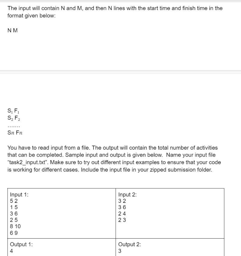 Solved Task 2 5 marks: Each activity has a time interval- | Chegg.com