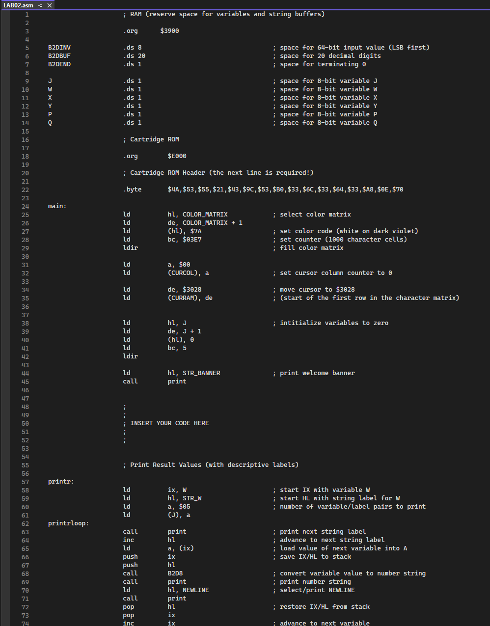 Solved Write a Z80 ﻿assembly language program to evaluate | Chegg.com