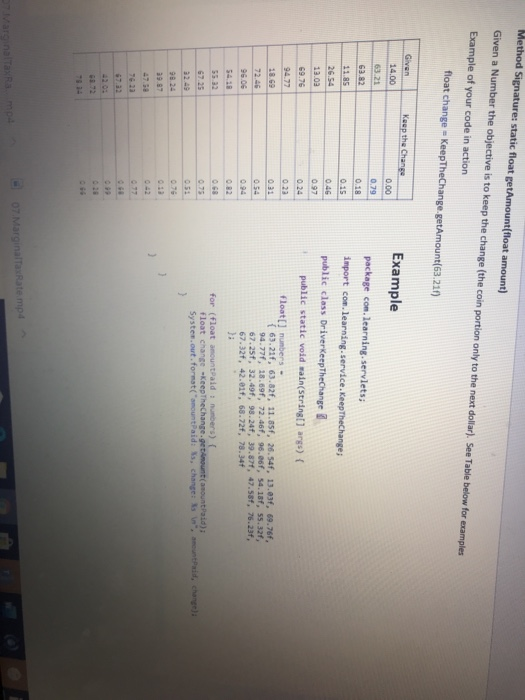 Solved Method Signatures static float getAmount(float | Chegg.com