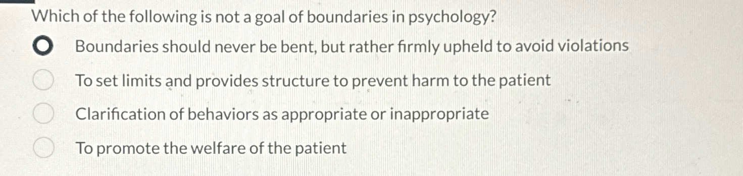 Solved Which of the following is not a goal of boundaries in | Chegg.com