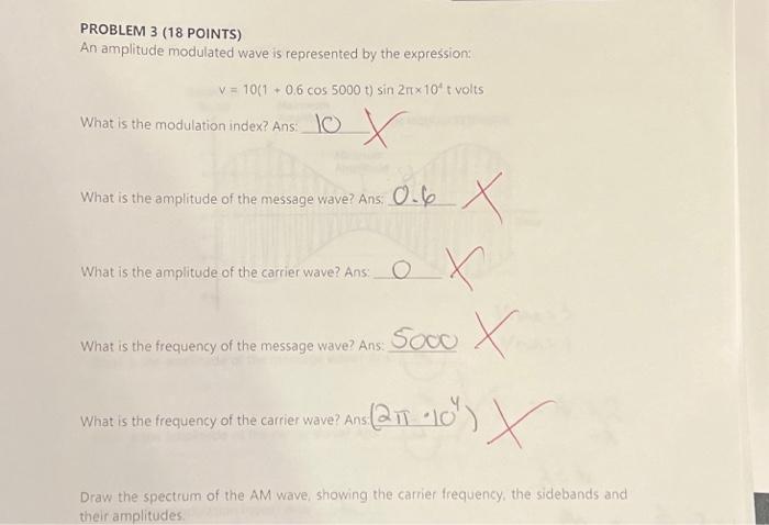 Solved PROBLEM 3 (18 POINTS) An amplitude modulated wave is | Chegg.com