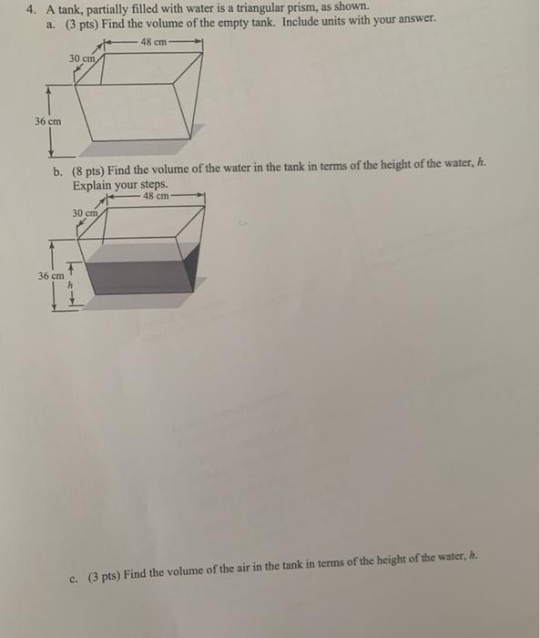 Solved 4. A tank, partially filled with water is a | Chegg.com