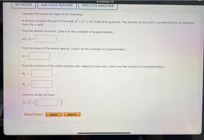 Solved Consider the center of mass of the following. A | Chegg.com