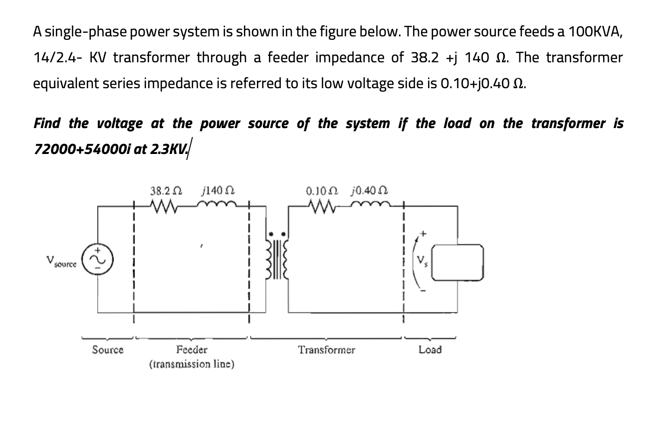 Solved A single-phase power system is shown in the figure | Chegg.com