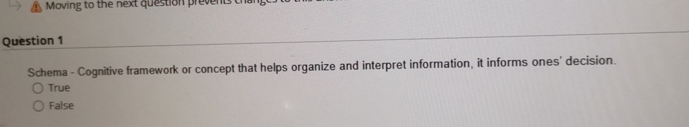 Solved Question 1Schema - ﻿Cognitive framework or concept | Chegg.com