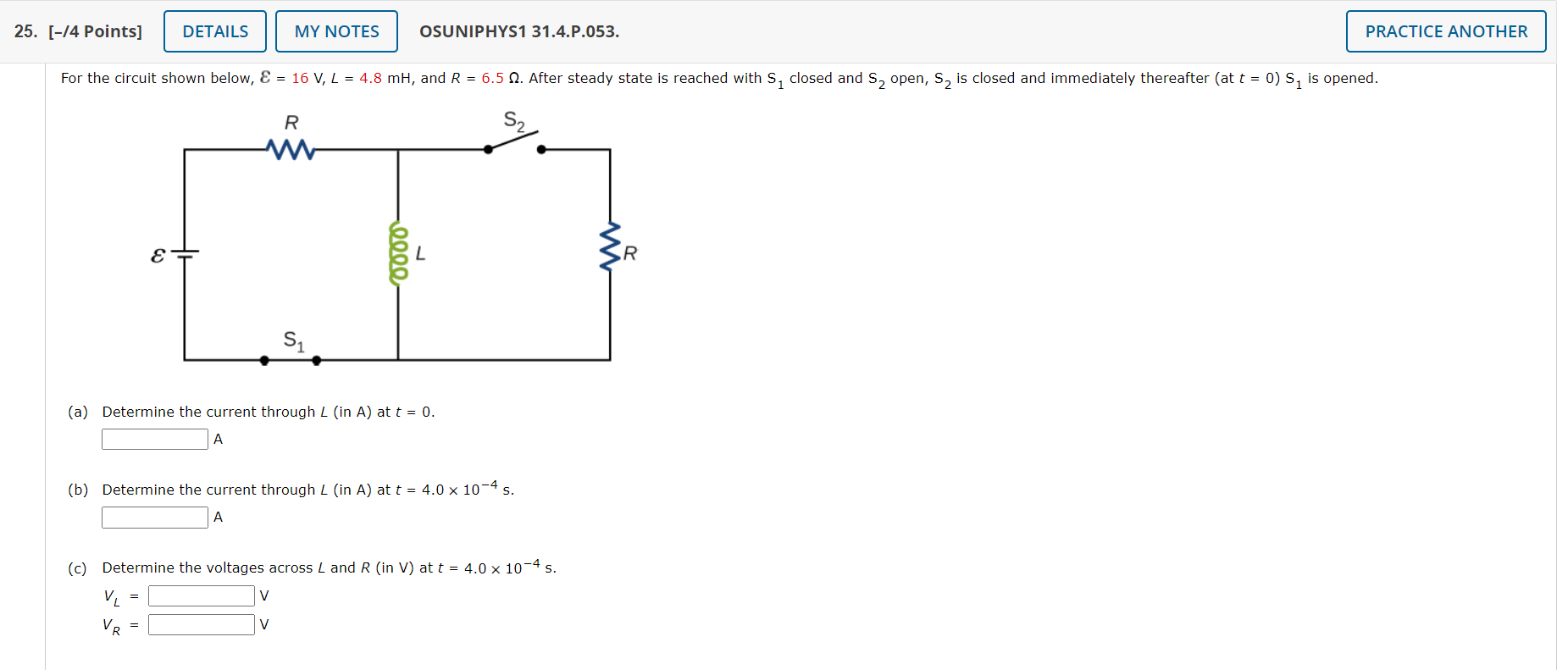 Solved For the circuit shown below, e m f = 16 ﻿V, ﻿L = 4.8 | Chegg.com