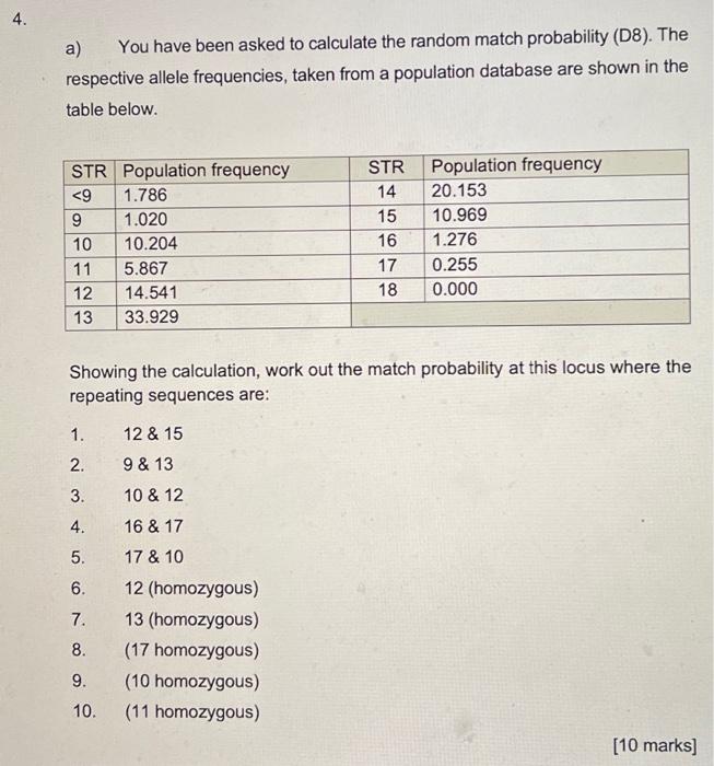 Solved 4. a) You have been asked to calculate the random | Chegg.com