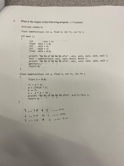 Solved 3. What is the output of the following program : ( 15 | Chegg.com