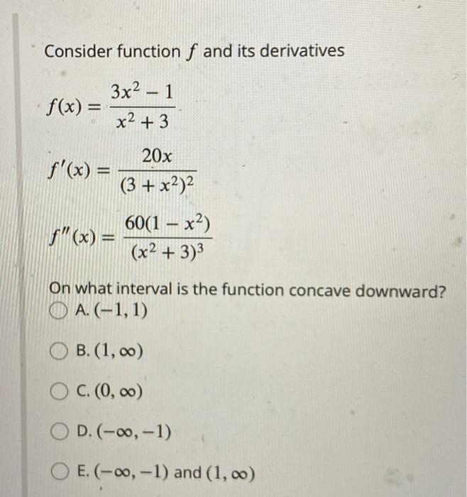 Solved Consider function f and its derivatives | Chegg.com
