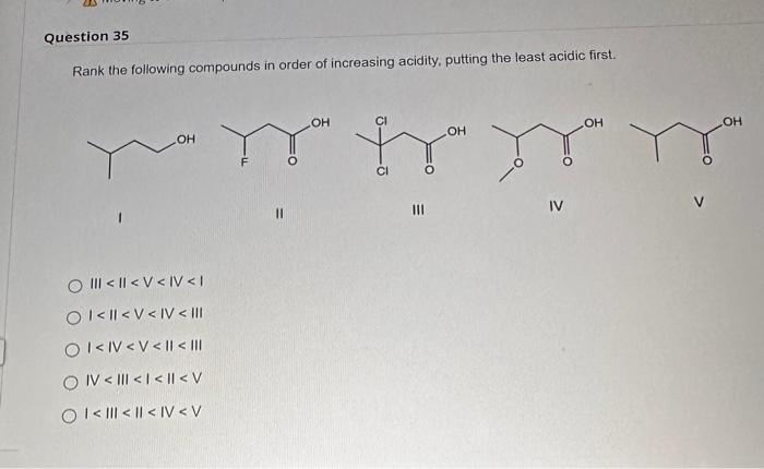 Solved Rank the following compounds in order of increasing | Chegg.com