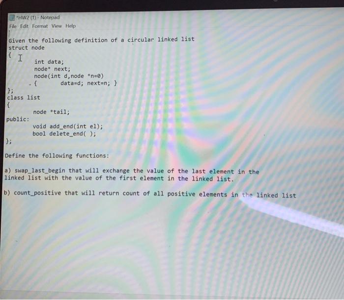 Solved "HW2 (1) - Notepad File Edit Format View Help Given | Chegg.com