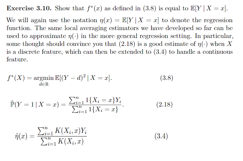Solved Exercise 3.10. ﻿Show that f**(x) ﻿as defined in (3.8) | Chegg.com