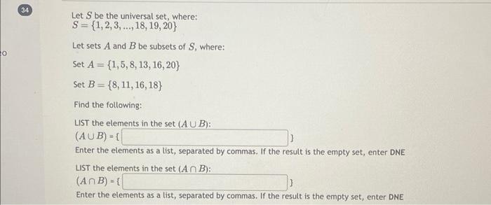 Solved Let S be the universal set, where: | Chegg.com