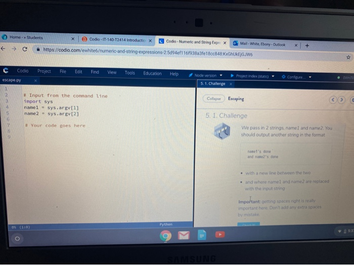 Solved Home - Students x Codio IT140-2414 Introductie x | Chegg.com