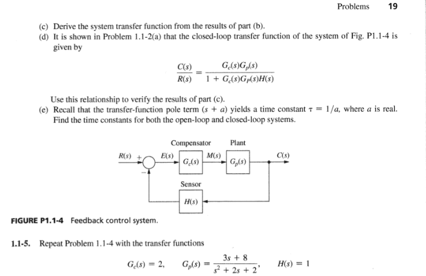 Solved (c) ﻿Derive the system transfer function from the | Chegg.com