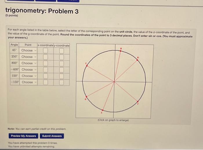 Solved trigonometry: Problem 3 (5 points) For each angle | Chegg.com