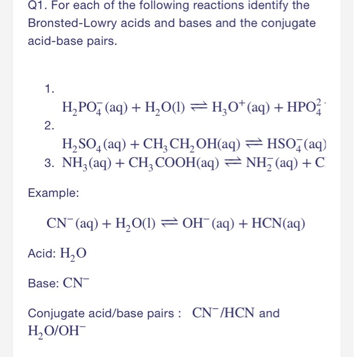 Solved Q1. For each of the following reactions identify the | Chegg.com