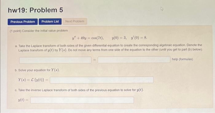 Solved (4 point) Consider the initial value problem | Chegg.com