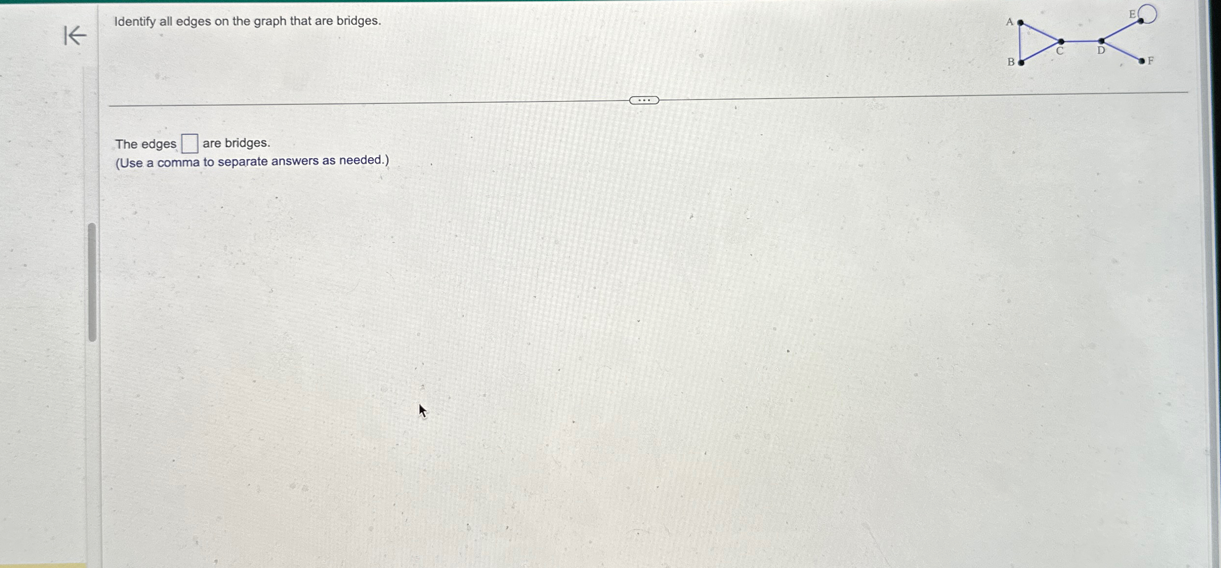 Solved Identify all edges on the graph that are bridges.The | Chegg.com