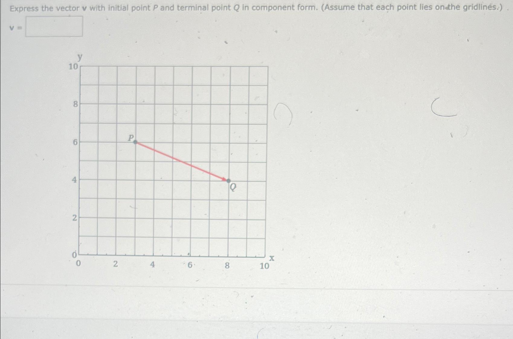 Solved Express the vector v ﻿with initial point P ﻿and | Chegg.com