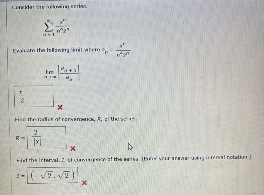 Solved Consider the following series.∑n=1∞xnn42nEvaluate the | Chegg.com