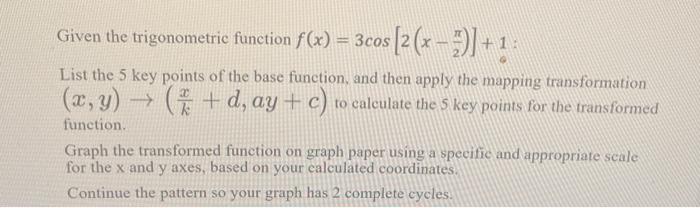 Solved Given the trigonometric function | Chegg.com