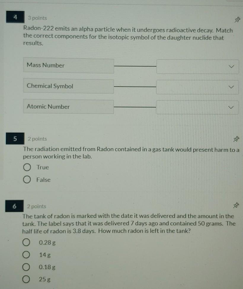 Solved Radon 86 Rn Radon (222) 4 3 points Radon-222 emits | Chegg.com