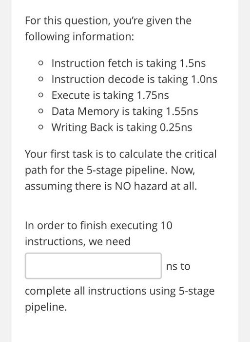 Solved For this question, you're given the following | Chegg.com