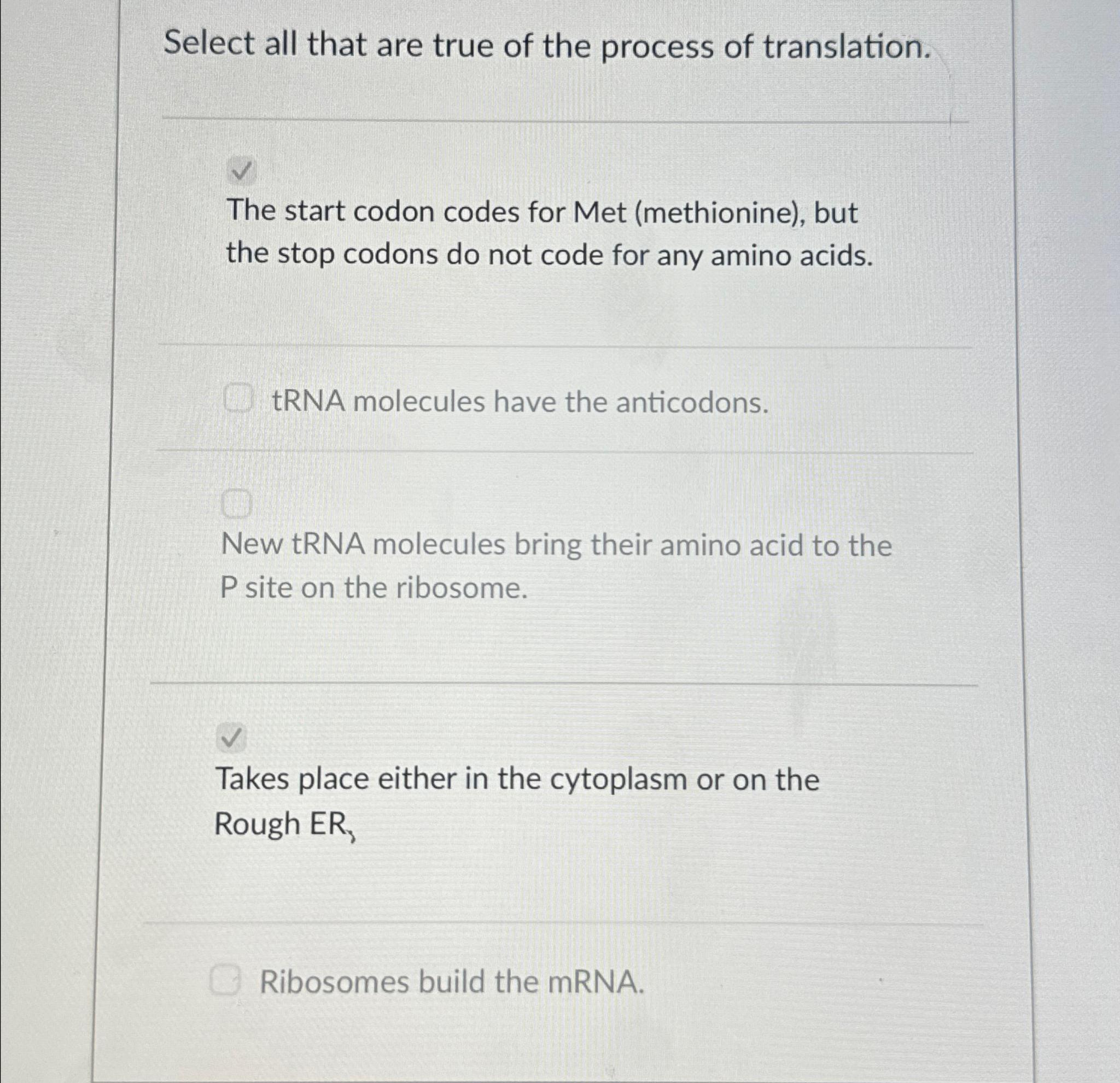 Solved Select all that are true of the process of | Chegg.com