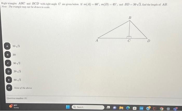 Solved Right triangles ABC and BCD with right angle C are | Chegg.com