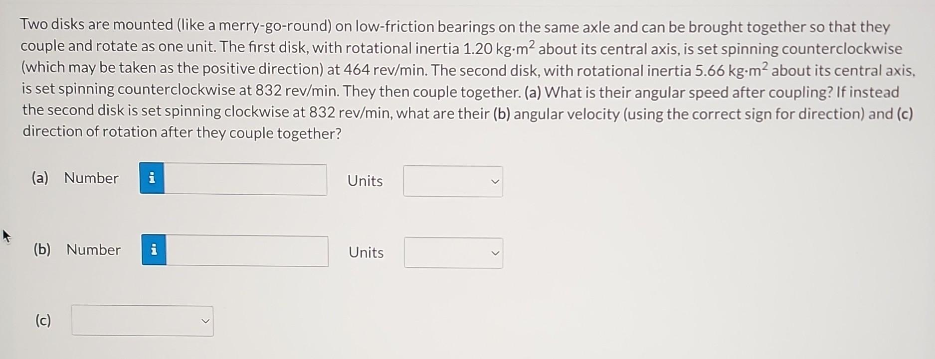 Solved Two disks are mounted (like a merry-go-round) on | Chegg.com