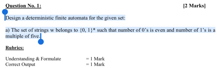 Solved Design a deterministic finite automata for the given | Chegg.com