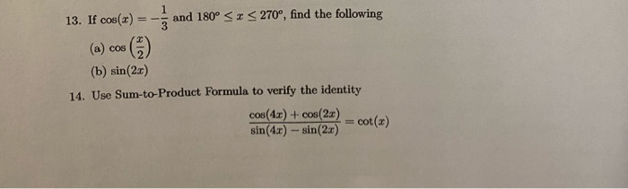Solved 13. If cos(x) and 180°