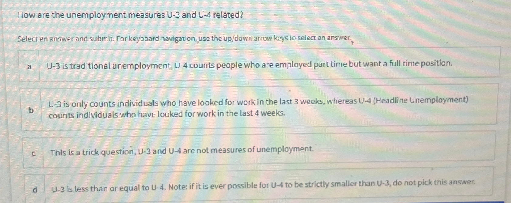 Solved How are the unemployment measures U-3 ﻿and U-4 | Chegg.com