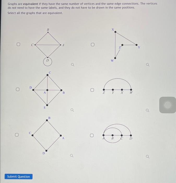 Solved Graphs are equivalent if they have the same number of | Chegg.com
