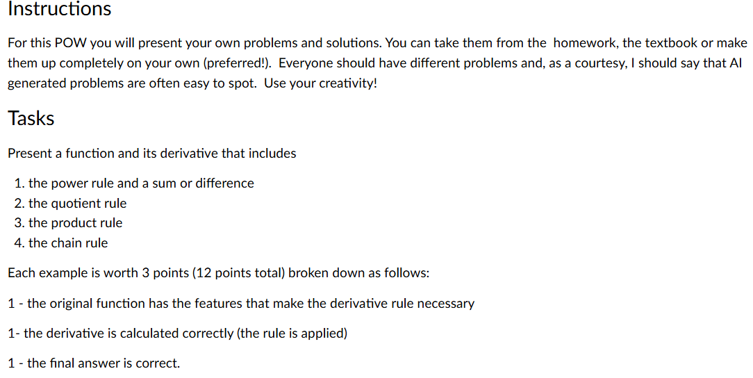 Instructions For this POW you will present your own | Chegg.com