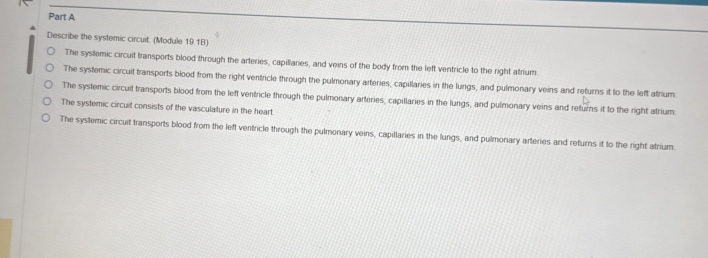 Solved Part ADescribe the systemic circuit. (Module | Chegg.com