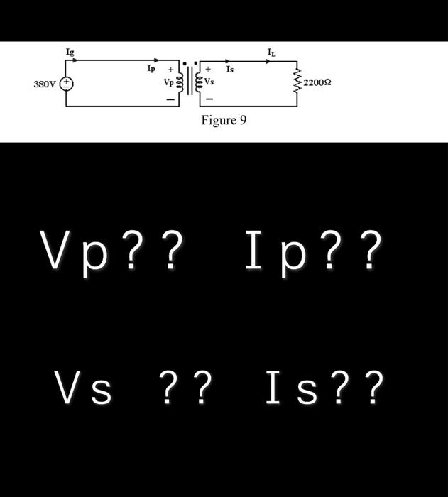 Solved Ig IL Ір + Is 380V Vs 22002 Figure 9 Vp?? Ip?? Vs ?? | Chegg.com