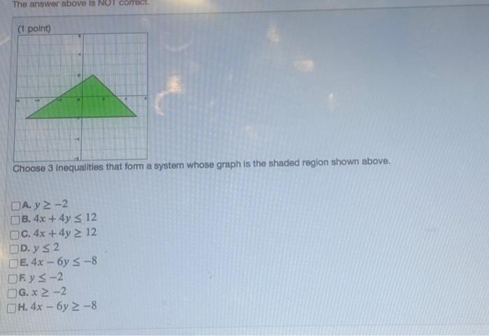 Solved The answer above is NOT correct. (1 point) Choose 3 | Chegg.com
