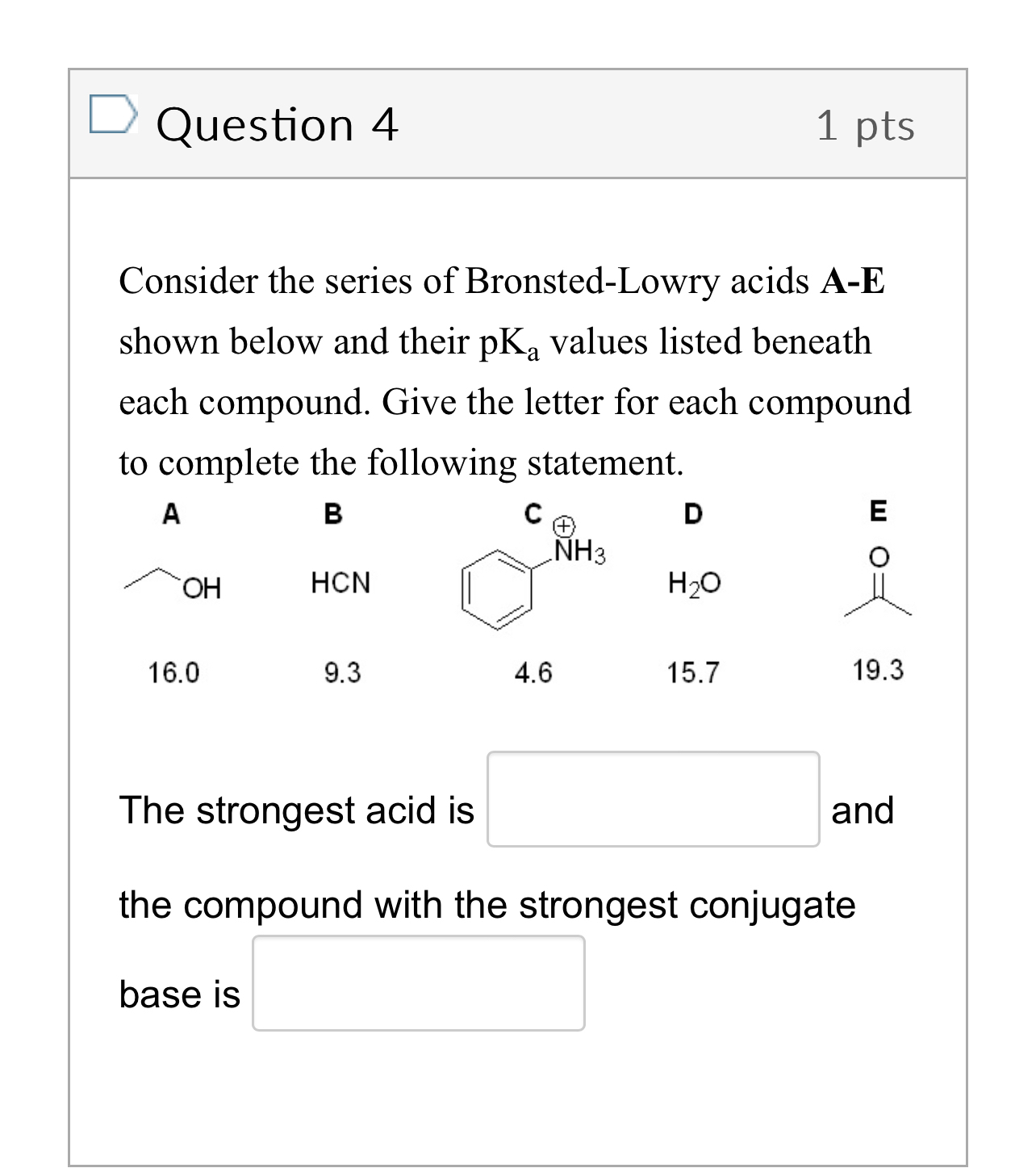 Solved Question 41 ﻿ptsConsider the series of Bronsted-Lowry | Chegg.com