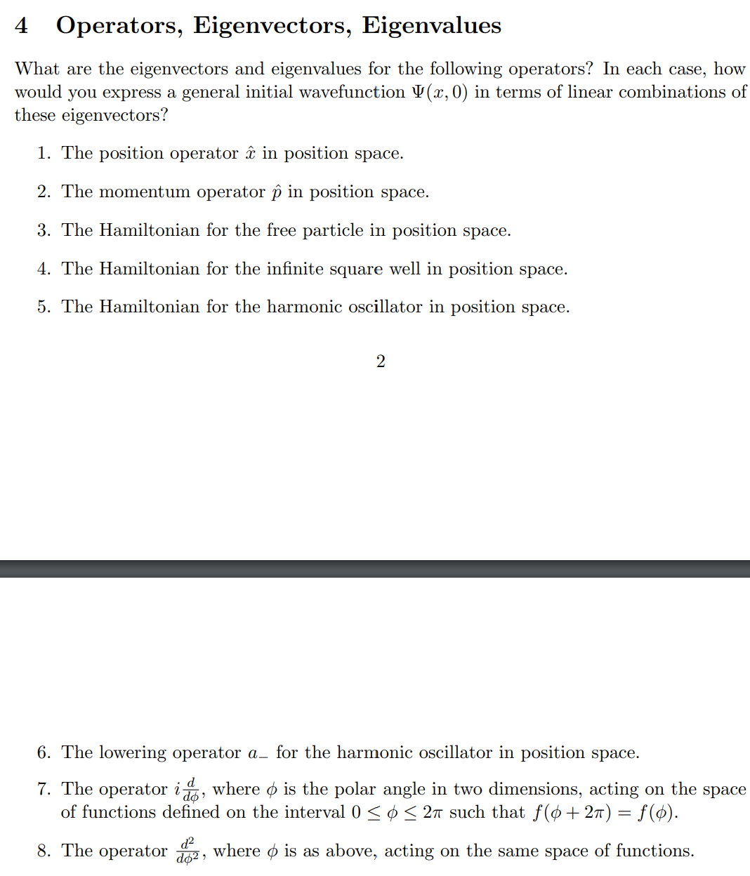 Solved JUst 6 7 ﻿and 8 ﻿ 4 ﻿Operators, Eigenvectors, | Chegg.com