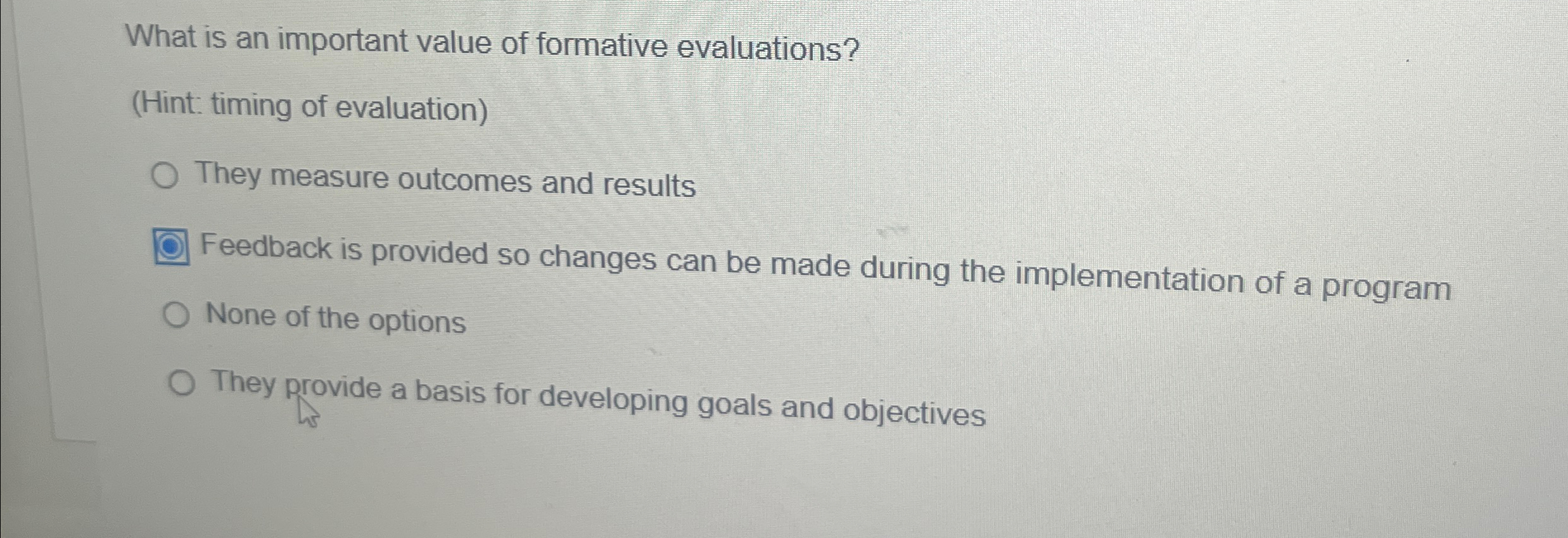 Solved What is an important value of formative | Chegg.com