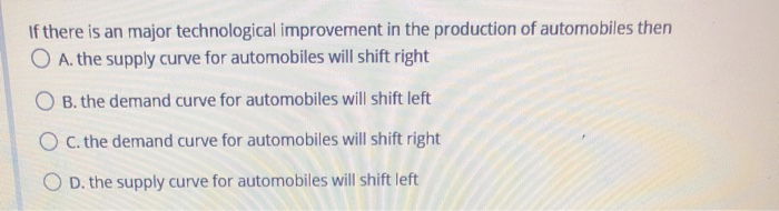 Solved If there is an major technological improvement in the | Chegg.com