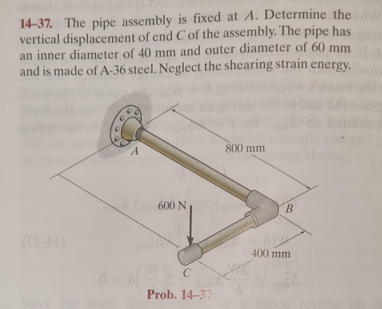 Solved 14-37. The pipe assembly is fixed at A. Determine the | Chegg.com